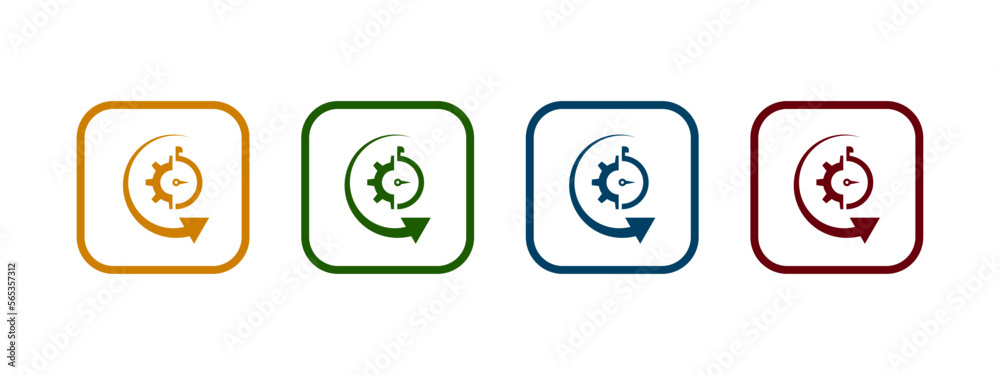 Efficiency icon, production process icon symbol. Time with gear. Vector ...