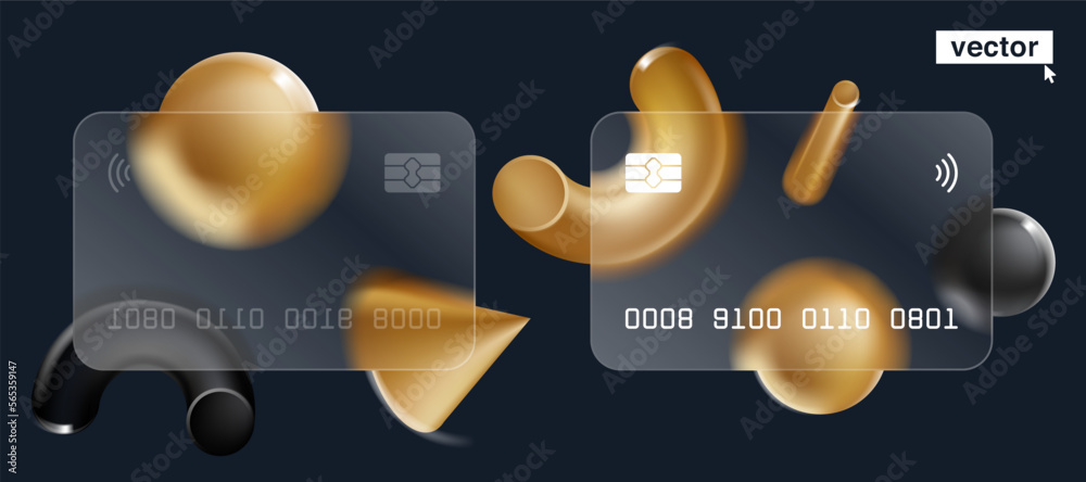 Digital payment screen in glassmorphism style. Vector banner UI design ...