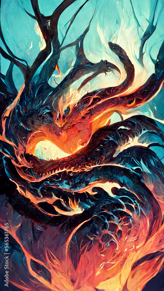 Fire dragon texture concept map illustration Generative AI Content by ...