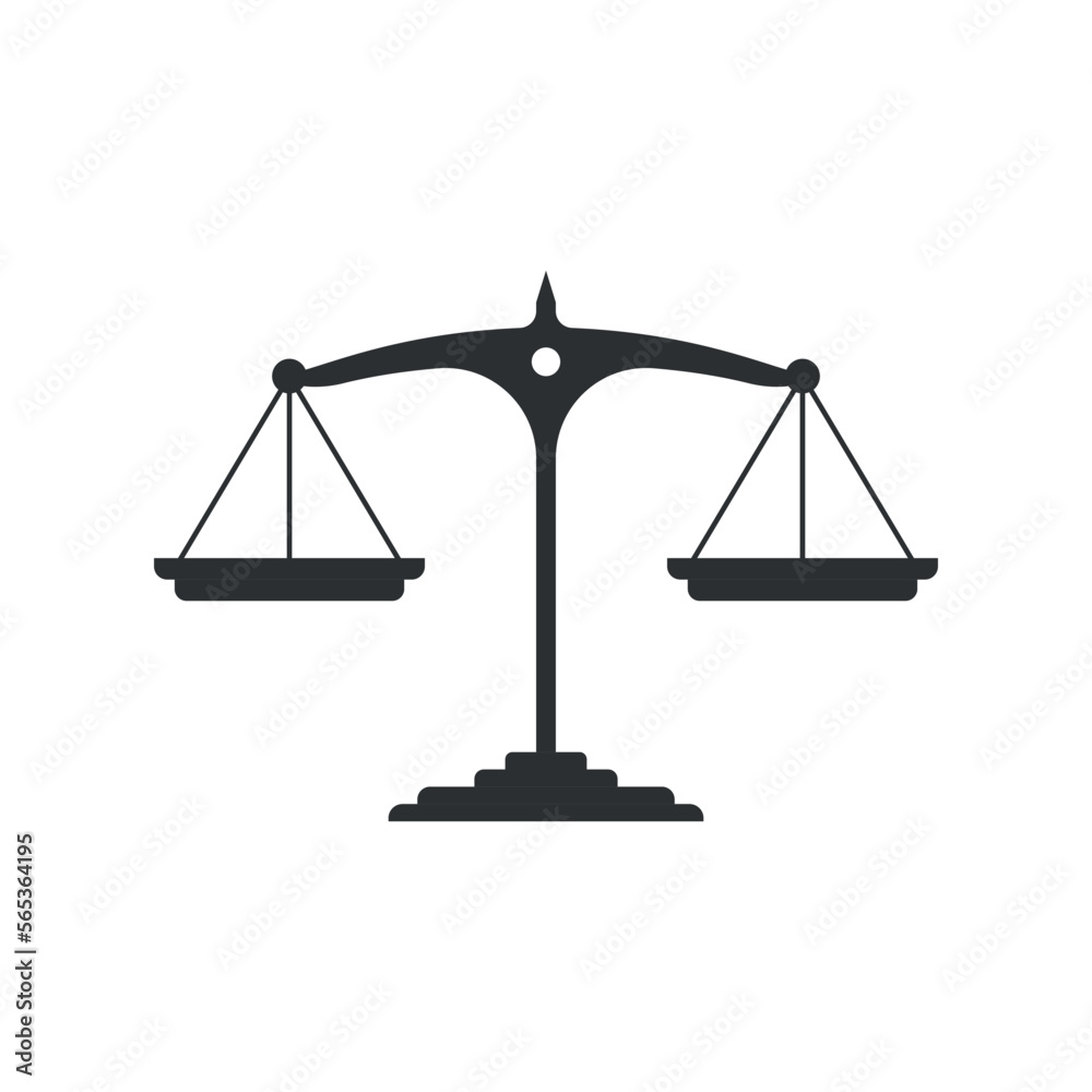 Scale icon in flat style. Weight balance vector illustration on ...