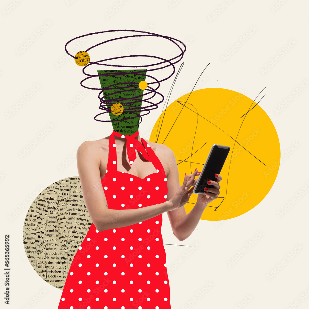 Online communication. Stylish young girl typing messages on phone ...