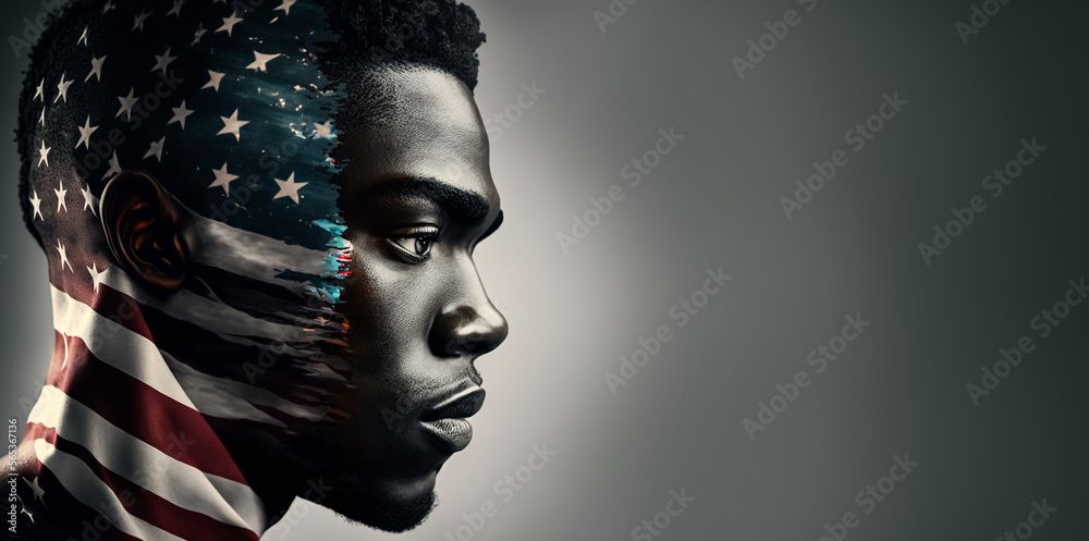 Abstract painting concept. Colorful art of an african american man with ...