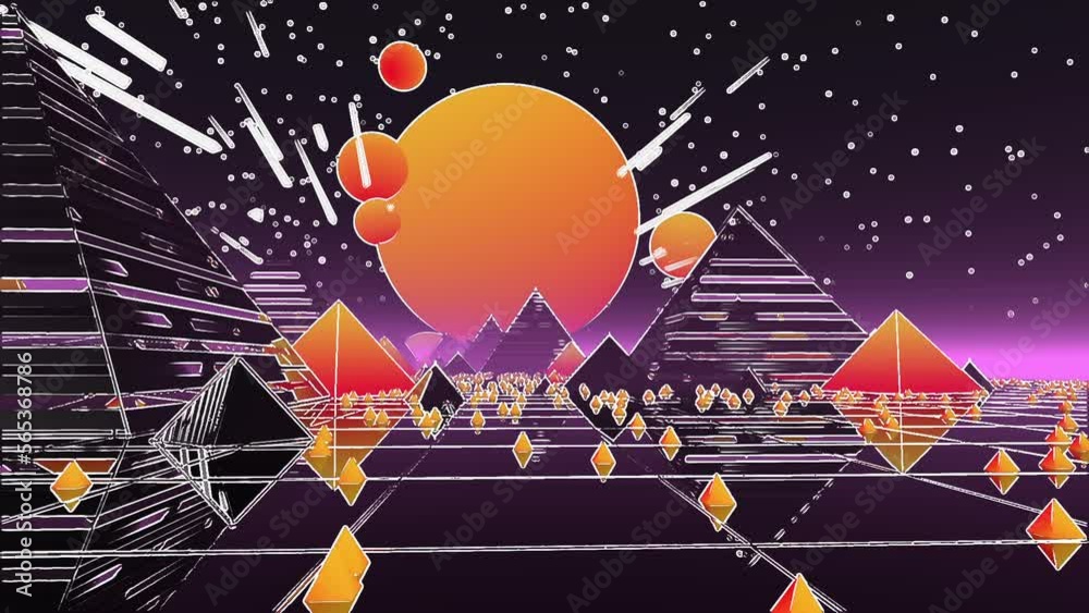 Video Stock 80s Retro Futuristic Sci-fi Seamless Loop. Retrowave VJ ...