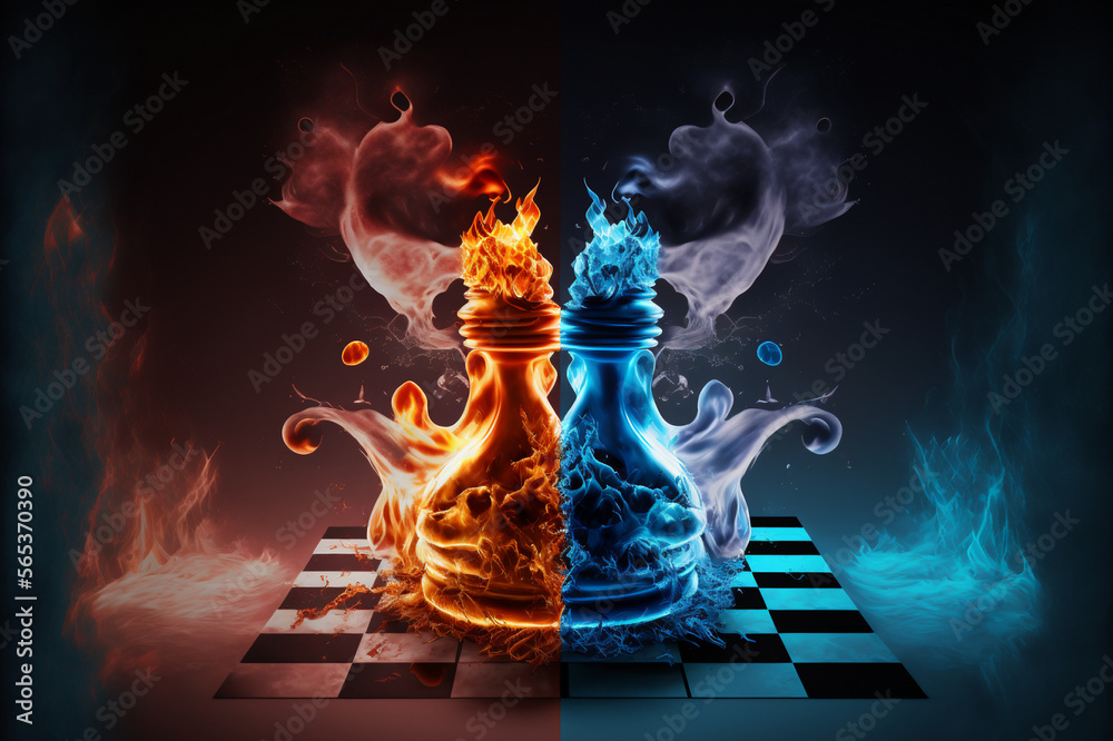 Fire Pawns chessboard, Generative AI, Art Stock Illustration | Adobe Stock