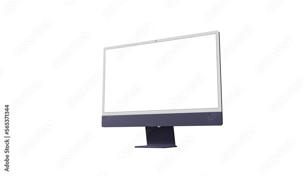 Computer monitor display with empty screen isolated on transparent ...