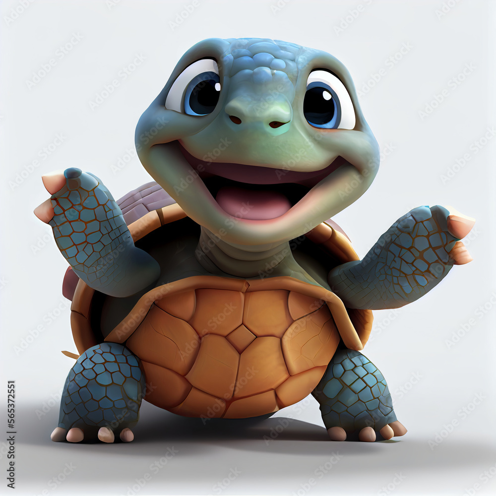 Cute Turtle created with Generative AI technology + 3d Character Stock ...