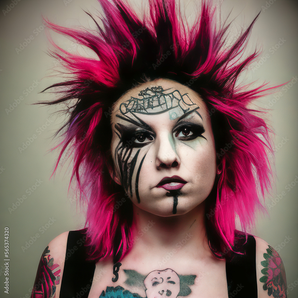 Generative AI – The Art of Rebellion: portrait of a punk rock woman ...