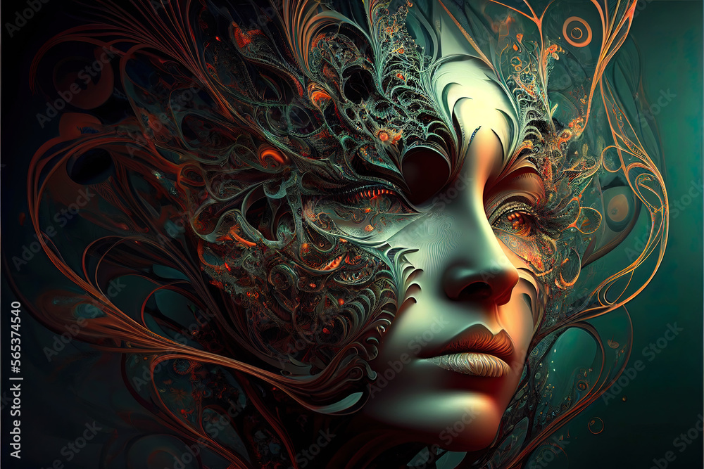 High resolution, high detail lady of mist ai generated mask design ai ...