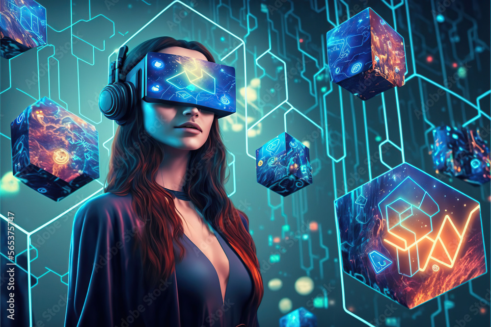 Metaverse technology and augmented reality background Stock ...