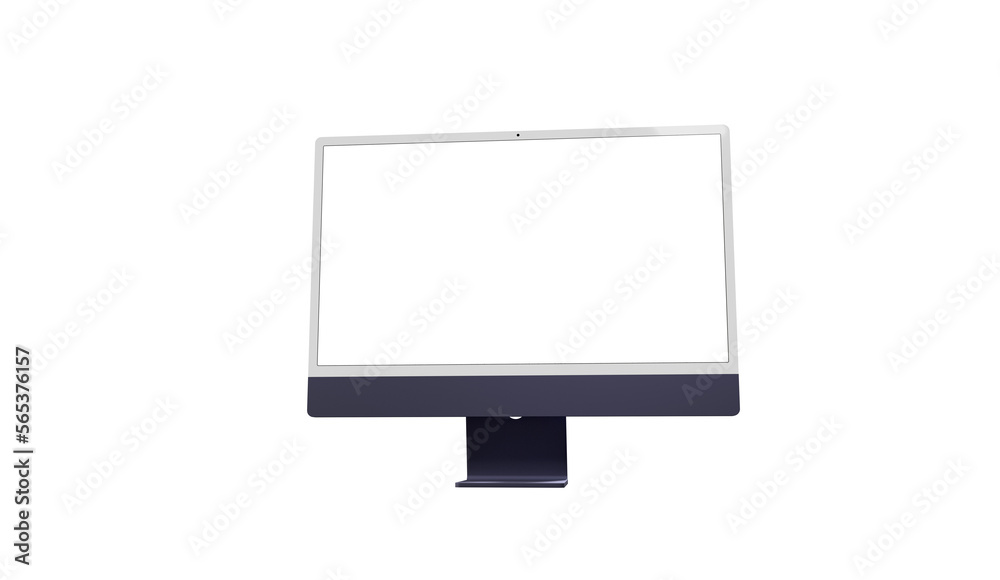 Computer monitor display with empty screen isolated on transparent ...