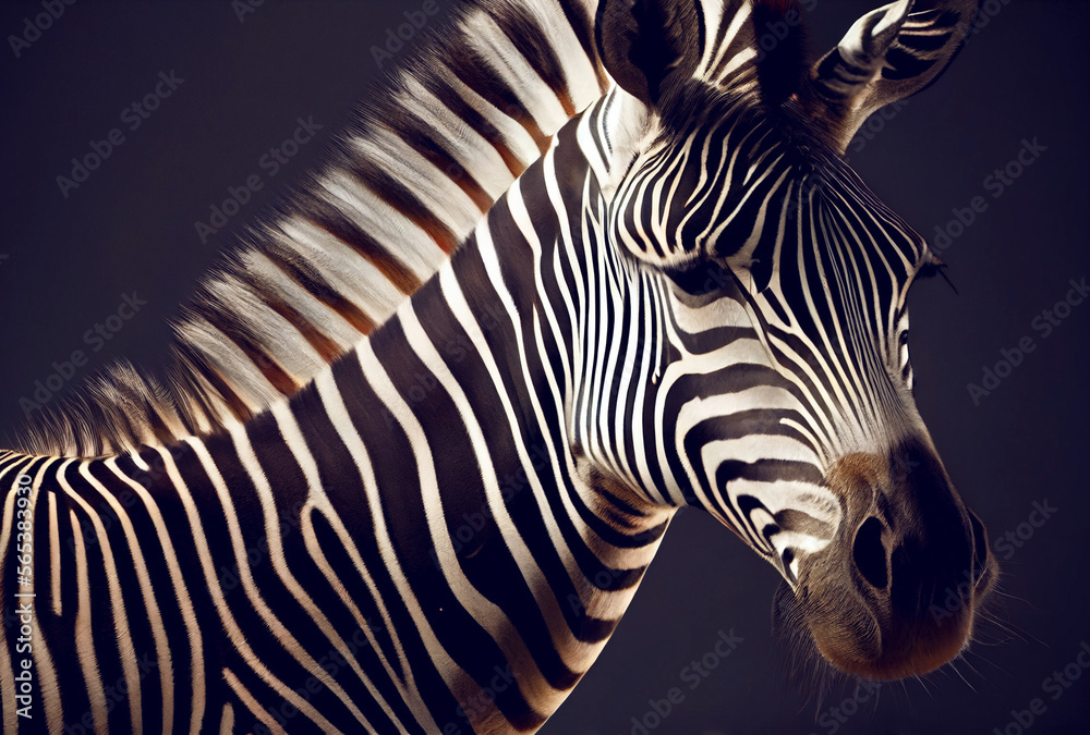 Zebra portrait. Wild animal in nature. Generative Ai Art. ilustración ...