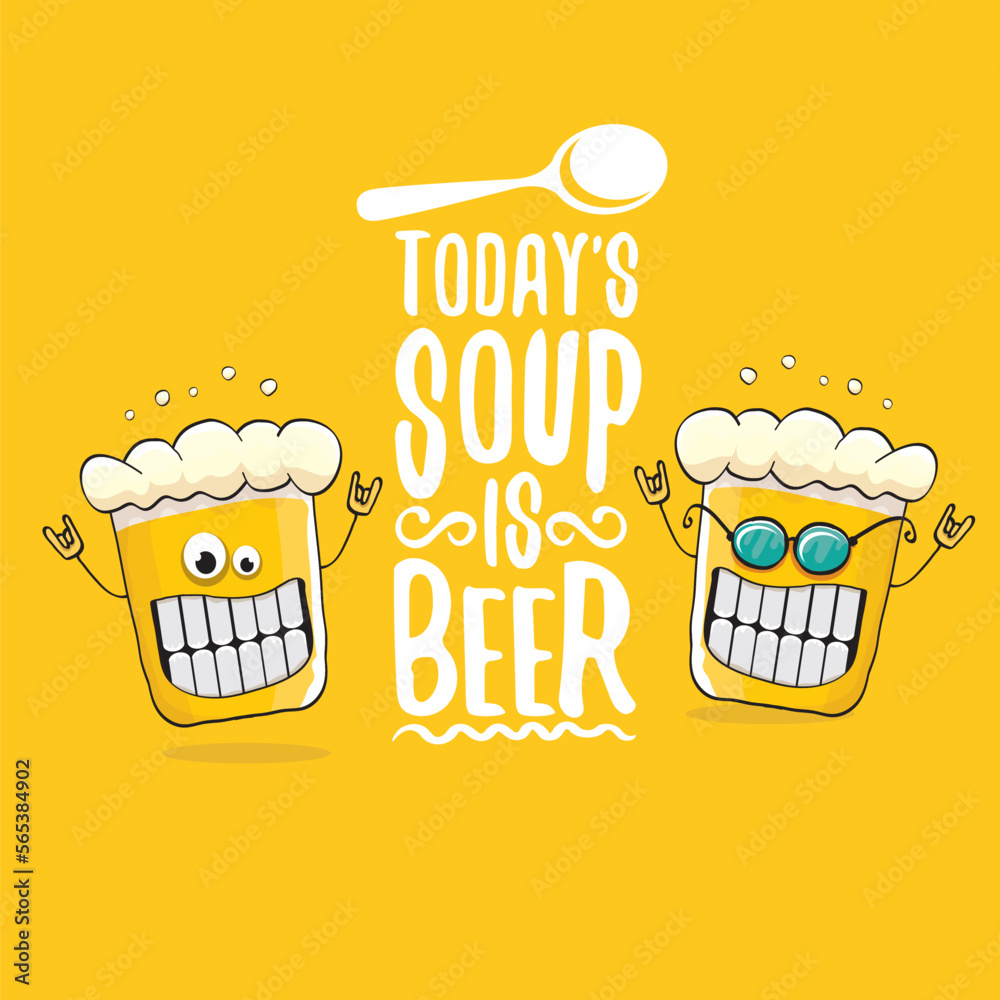 Todays soup is beer vector bar menu concept illustration or summer ...