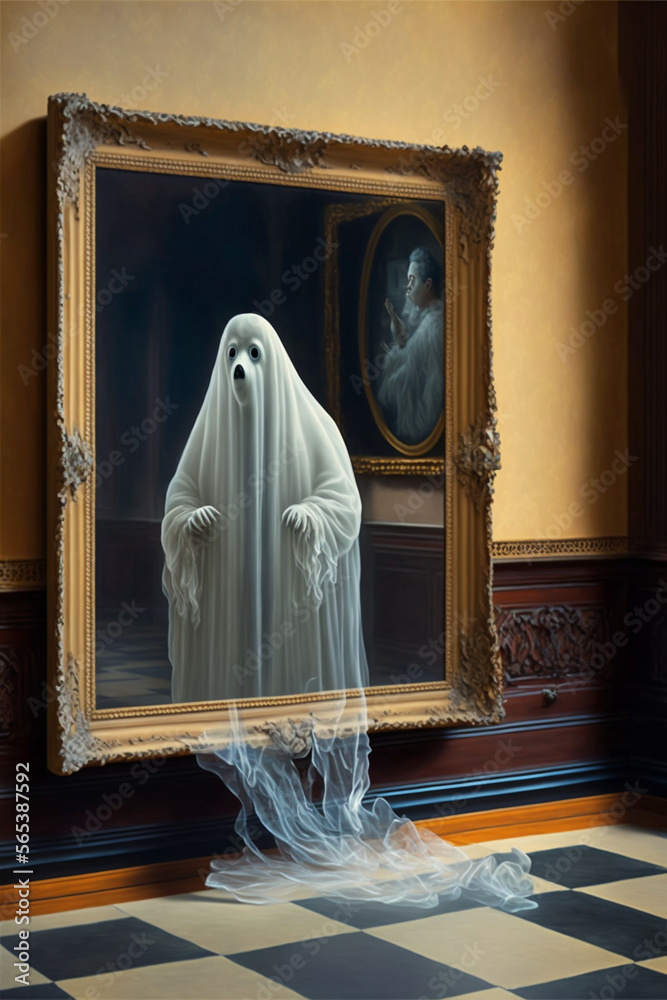 Fictional Person, a scary and funny ghost, coming out from inside the ...