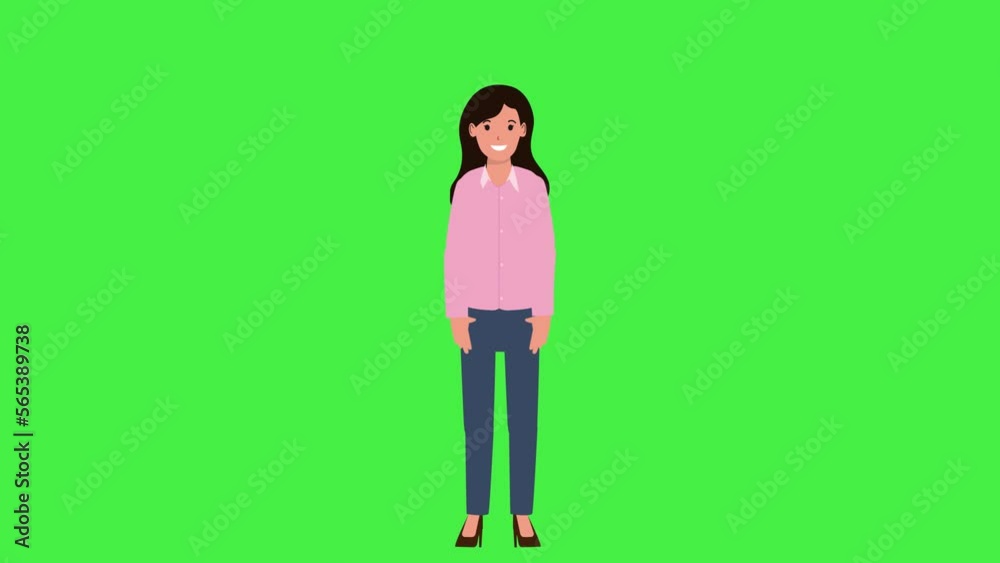 Girl Character Animation With Different Poses Green Screen Stock Video ...