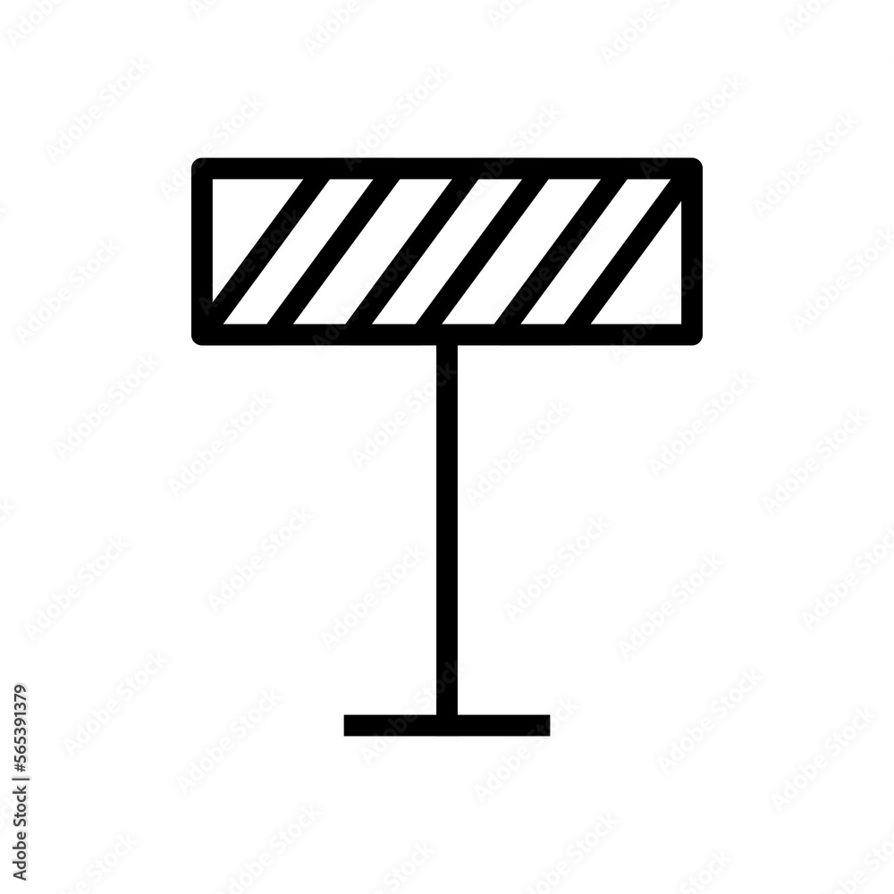Road block icon line isolated on white background. Black flat thin icon ...