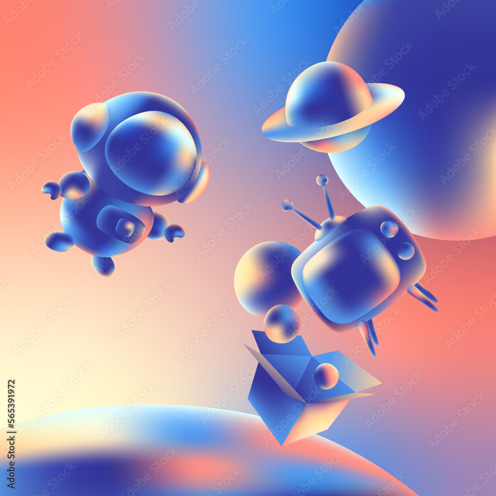 Astronaut is moving to a new place. Exploring the World. Moving service ...