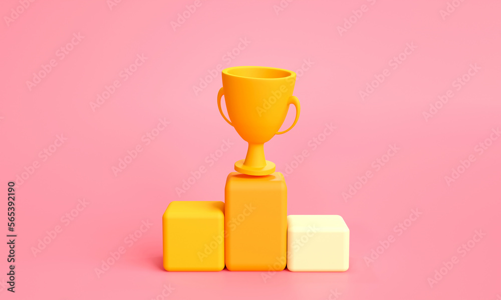 Golden trophy. first and second and third concept on the podium ...