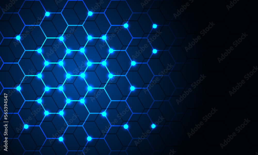 Abstract blue technology futuristic hexagon geometric design modern ...