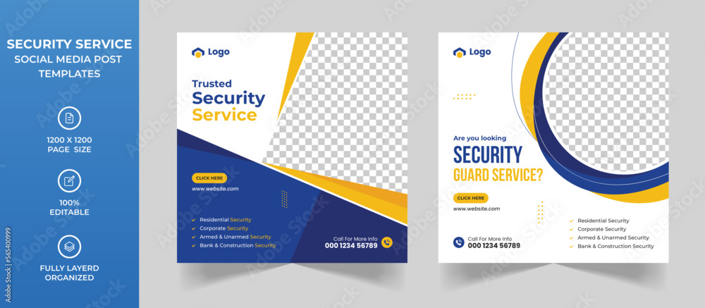 Security guard service social media instagram post web banner design ...