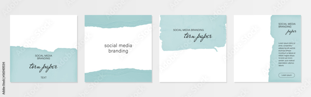 Minimal ripped paper texture templates for social media post, brochure ...