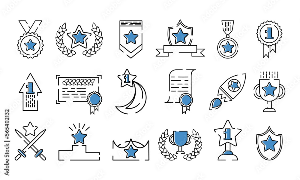 Star line icons. Quality badge. Competition rank symbol. High level ...