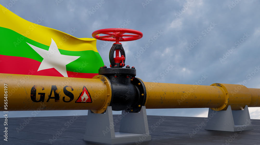 Myanmar Gas, Natural gas in Myanmar, Valve on the main gas pipeline ...