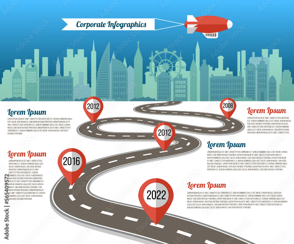 Road milestone. Timeline diagram. City map. Roadway signs. Street ...