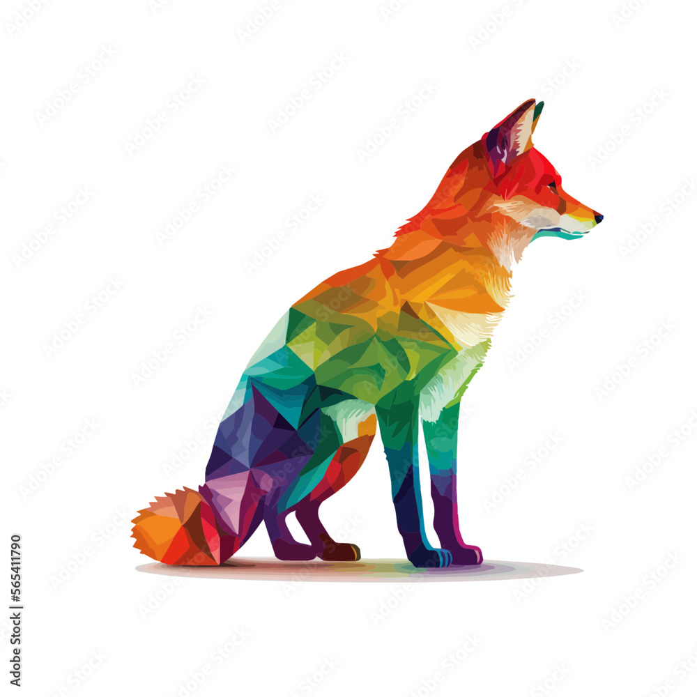 Rainbow Fox: Colorful and Whimsical Fox Illustration Vector Set Stock ...