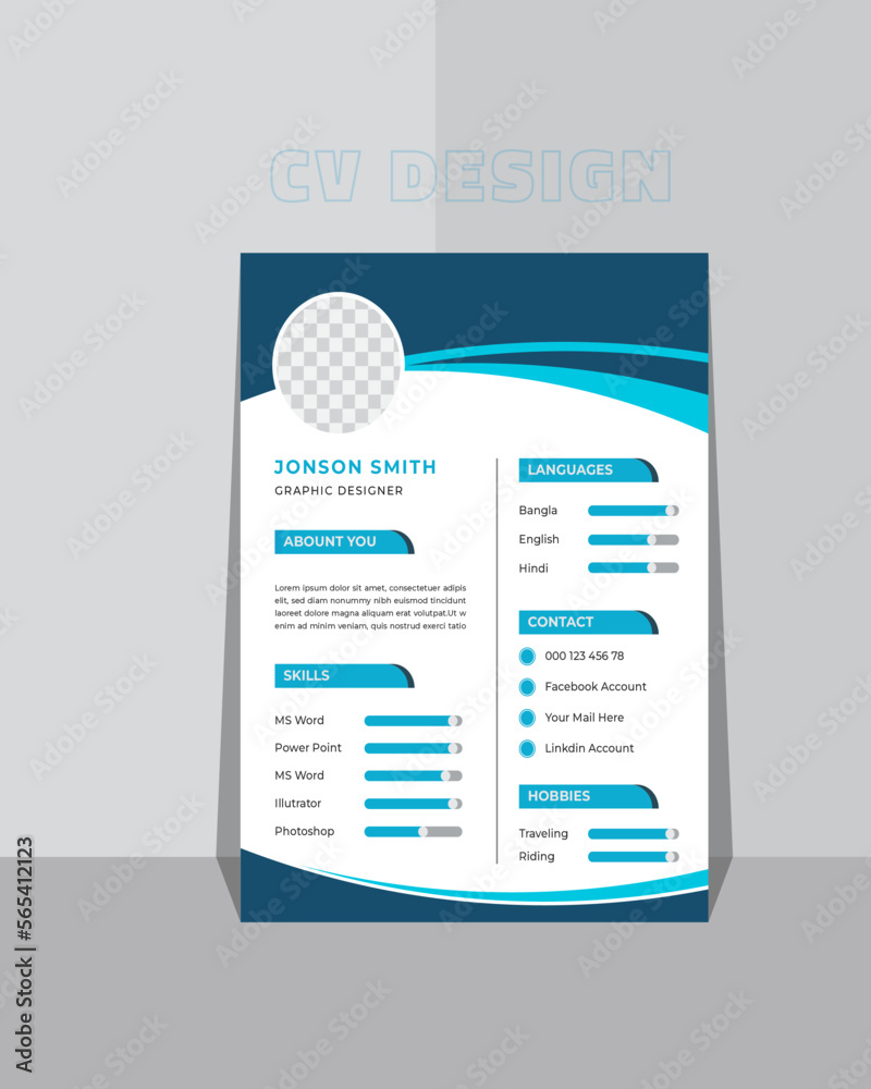 CV design template. modern and creative CV design. Stock Vector | Adobe ...