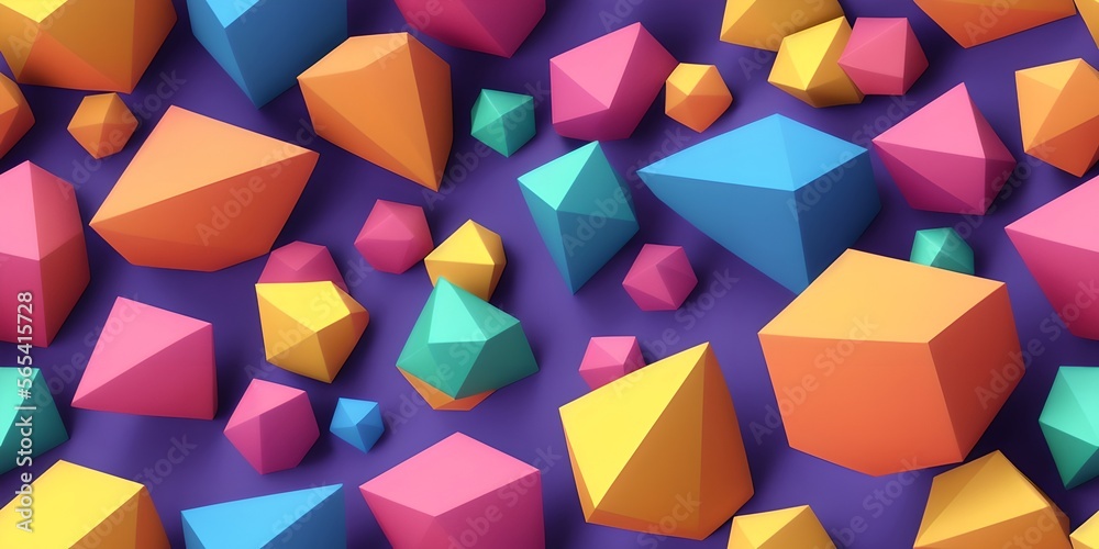 Seamless geometric 3d background with parametric shapes platonic ...
