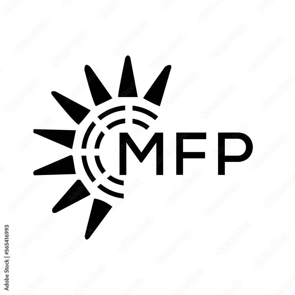 MFP letter logo. MFP image on white background and black letter. MFP ...