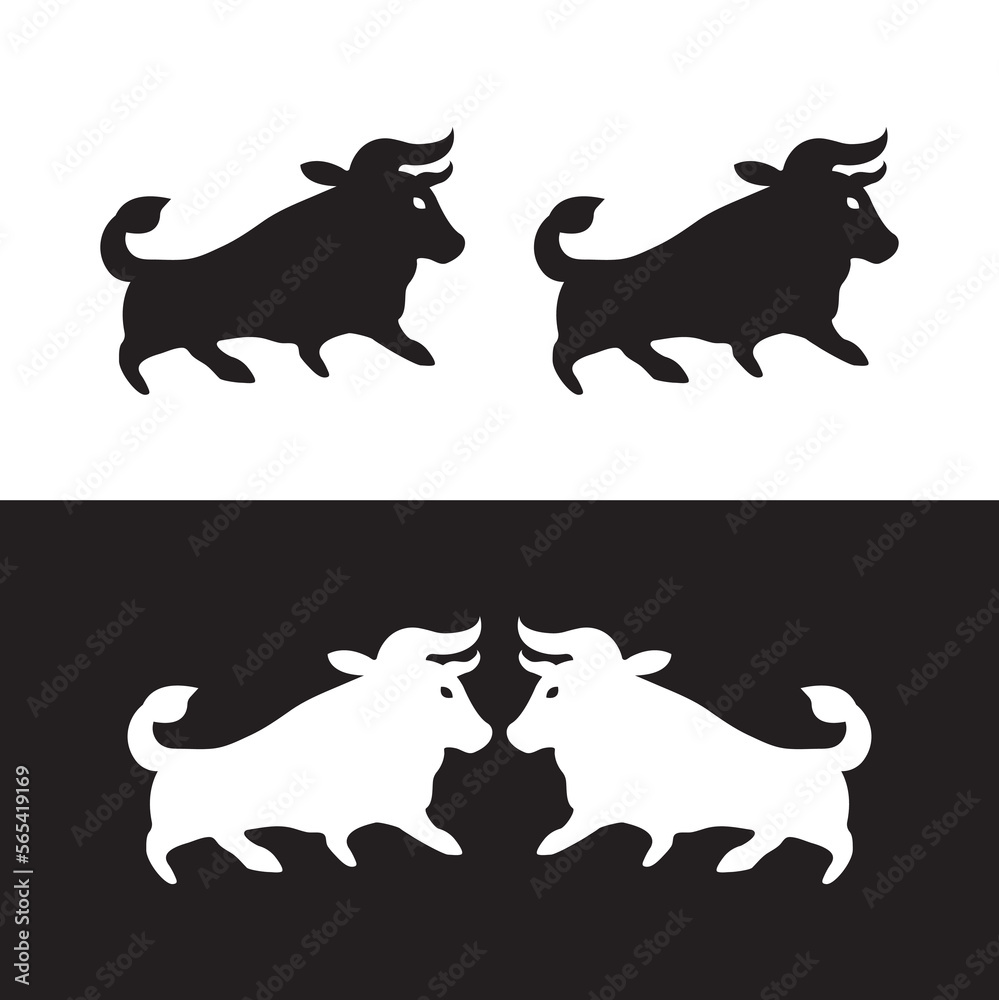 Black and white bull animal logo design . Bull icon . Bull silhouette ...
