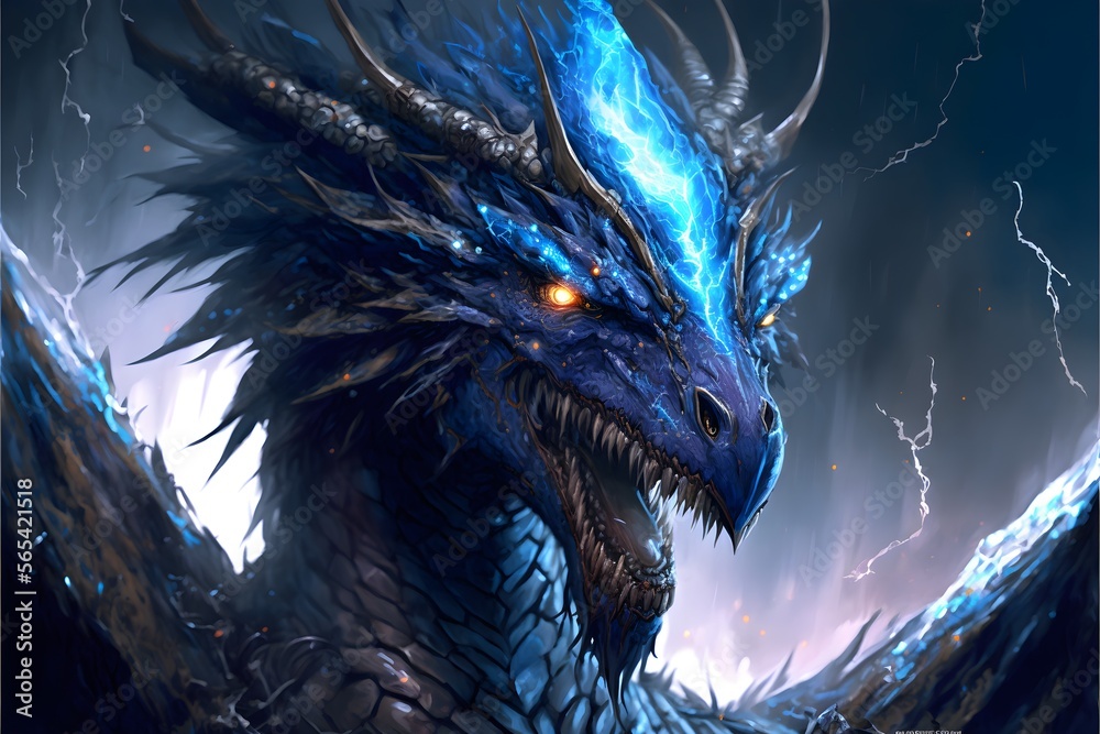 Blue Dragon in the cave, the lord of dragons, has good platinum scales ...