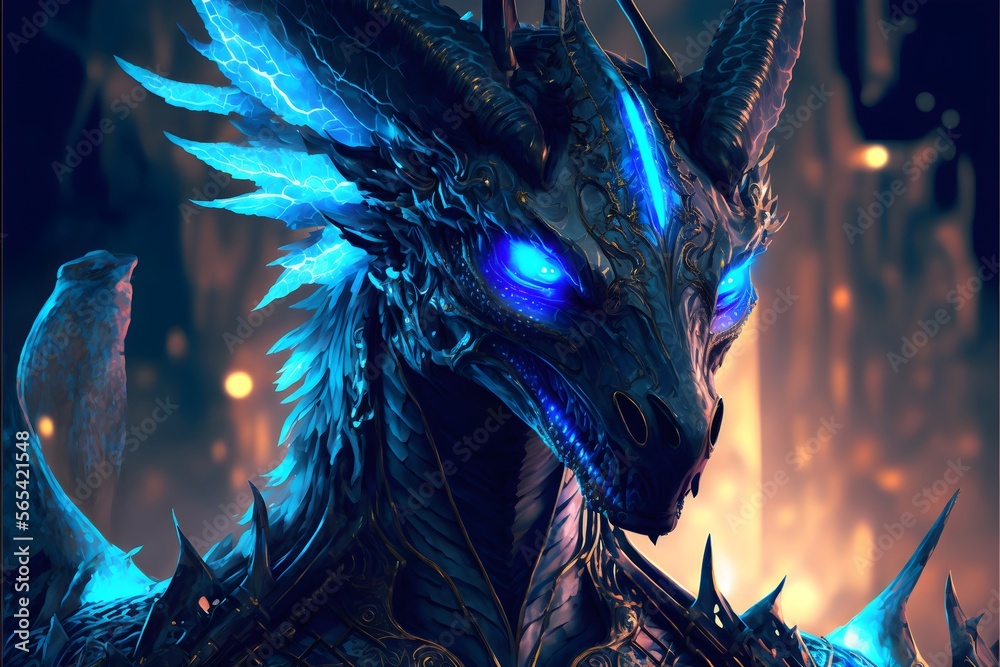 Blue Dragon in the cave, the lord of dragons, has good platinum scales ...