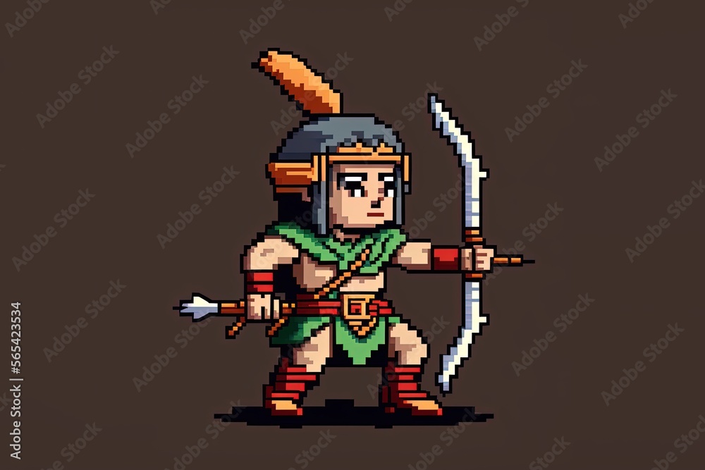 Pixel art archer character for RPG game, character in retro style for 8 ...