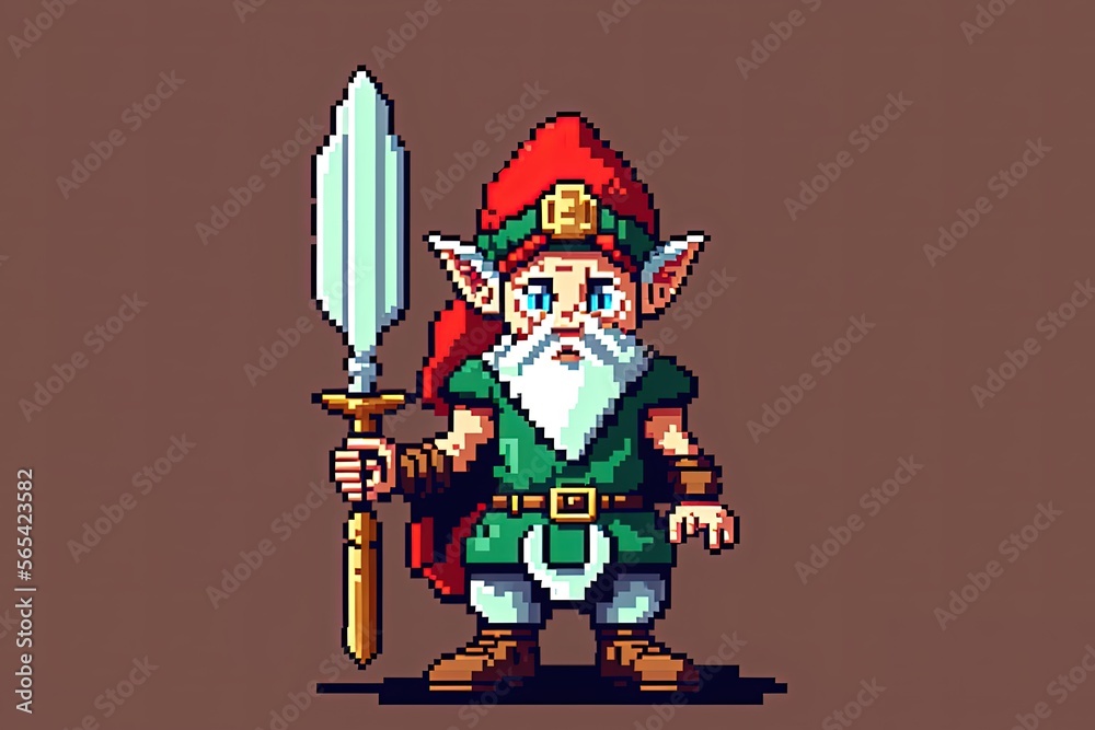 Pixel art character of elf for RPG game, character in retro style for 8 ...