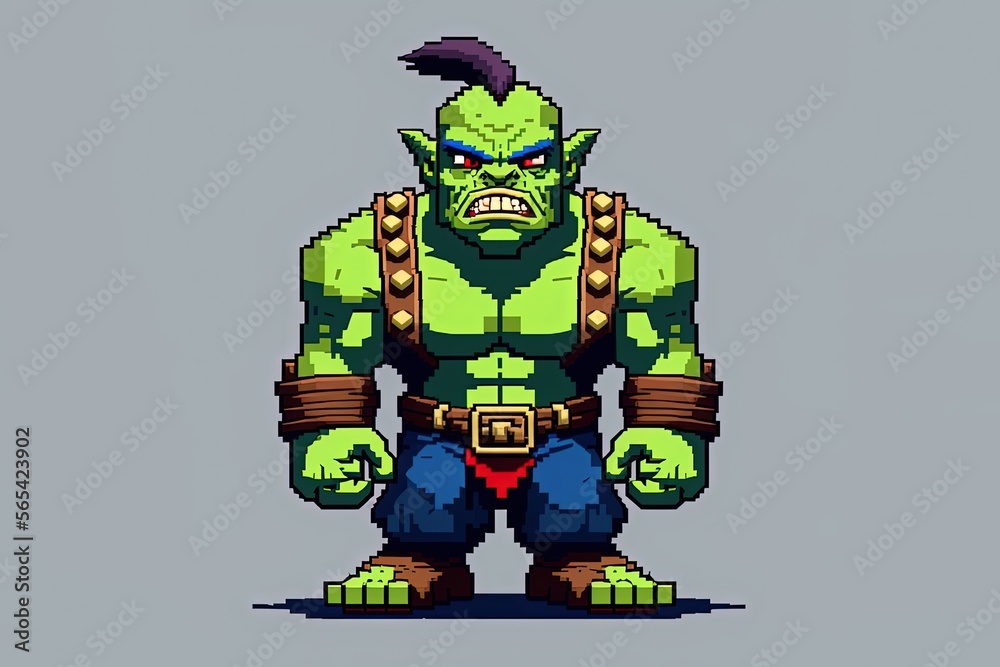 Pixel art orc character for RPG game, character in retro style for 8 ...
