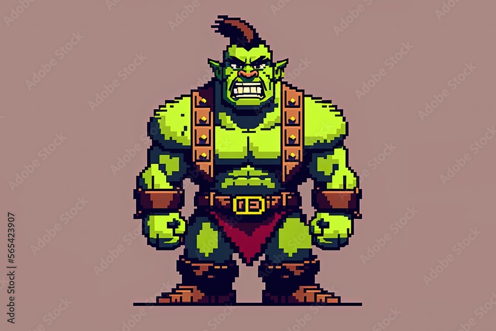 Pixel art orc character for RPG game, character in retro style for 8 ...
