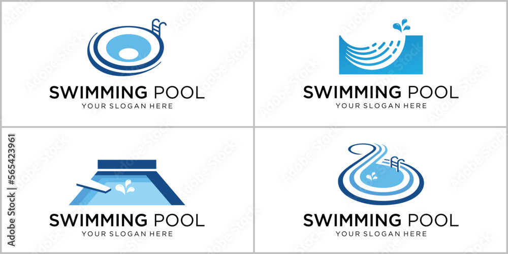 collection of swimming pool logo design template. inspirations swimming ...