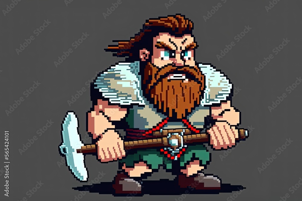 Pixel art viking character for RPG game, character in retro style for 8 ...