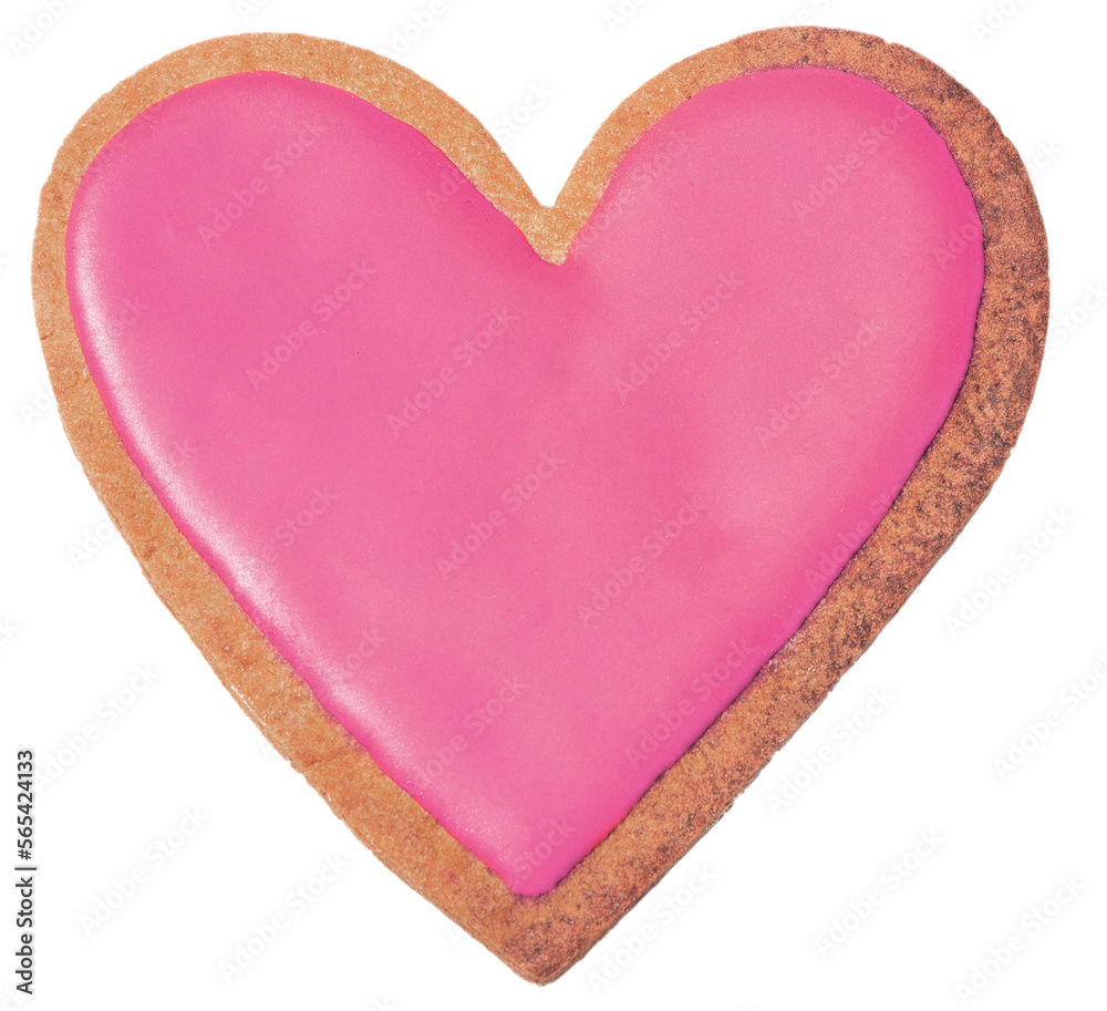 Pink Decorated heart shaped cookie isolated on transparent background ...