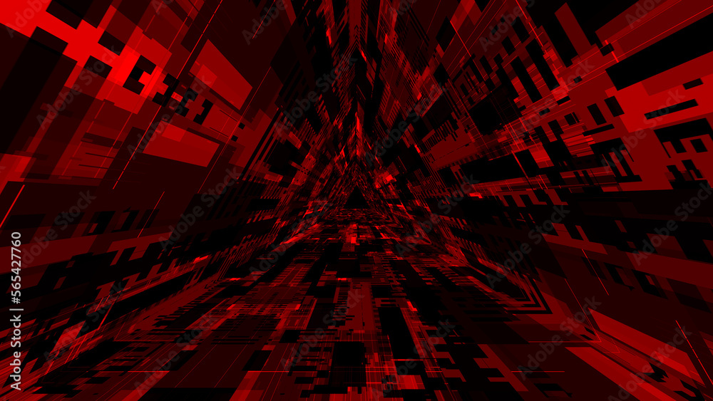 Red technology pattern triangle tunnel texture background Stock ...