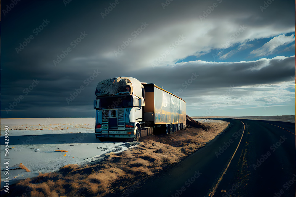 A Single Loney Lorry Stranded on a Motorway: A Visually Stunning ...
