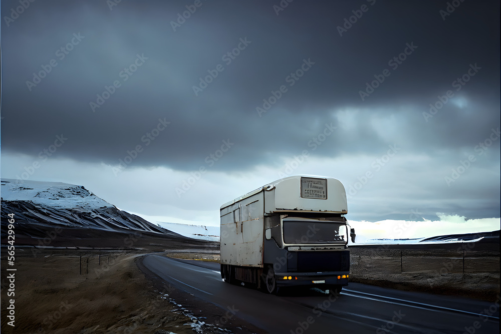 A Single Loney Lorry Stranded on a Motorway: A Visually Stunning ...