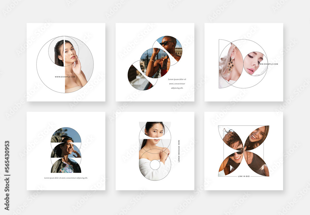 Minimalistic Social Layouts With Line Art and Rounded Photo ...