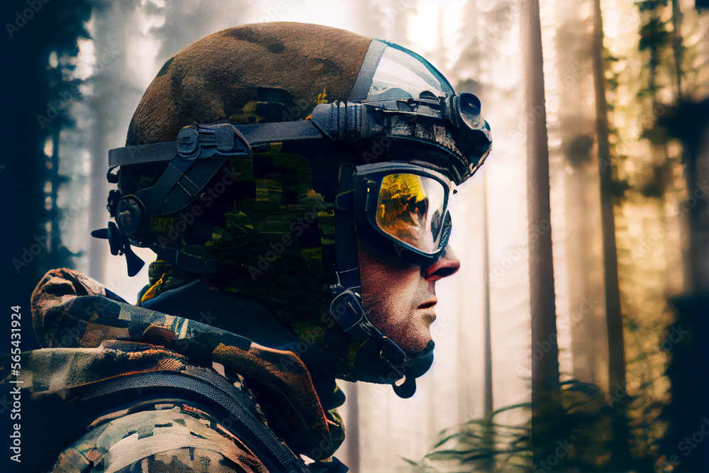Double Exposure of Ukrainian Soldier and Forest: A Photographic ...