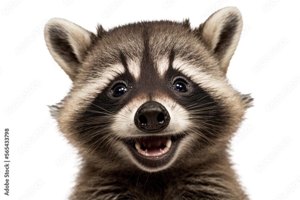 Stockillustratie A Closeup Photo of a Cute Smiling Raccoon Isolated on ...