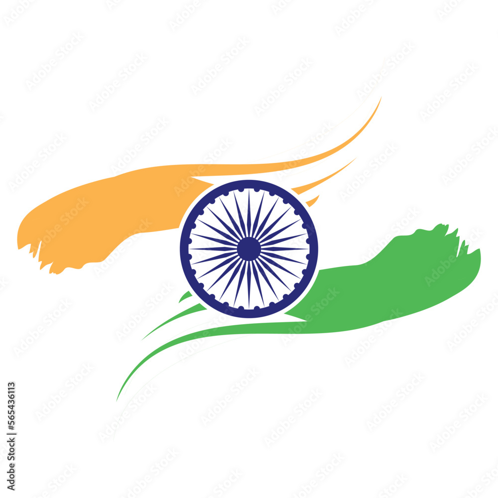 Indian flag brush stroke tricolor with Ashok chakra vector illustration ...