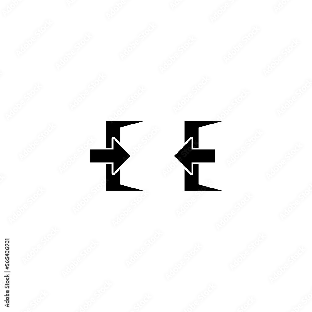 Exit and enter door with arrow symbol isolated on white background ...