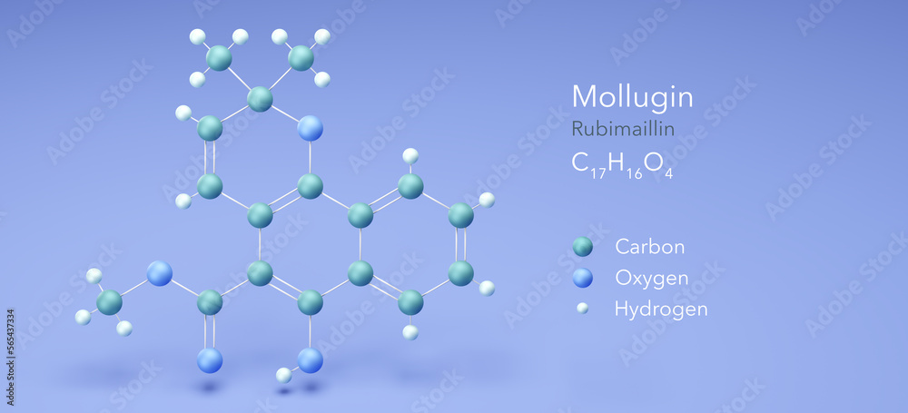 mollugin molecule, molecular structures, rubimaillin 3d model ...